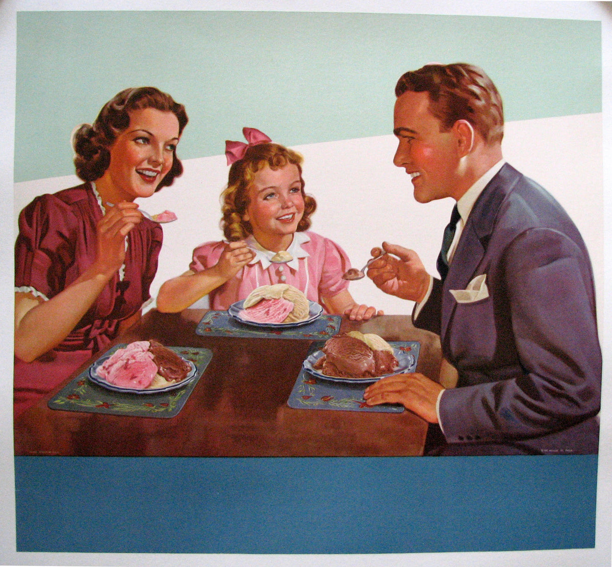 1950's Vintage Ice Cream Family Scene American Diner Poster – Vintage ...