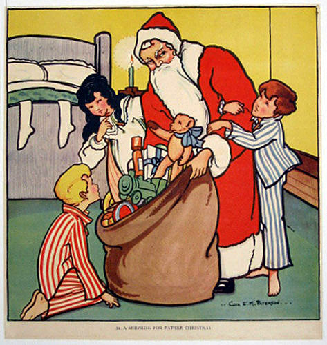 1930's British Santa Claus Children's Christmas Vintage Poster ...