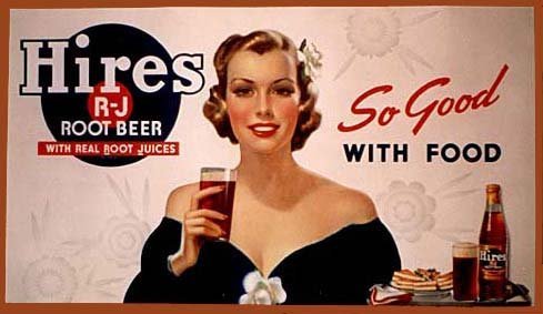 1940's Large Horizontal Hires Root Beer Pin Up Girl WWII era Poster ...
