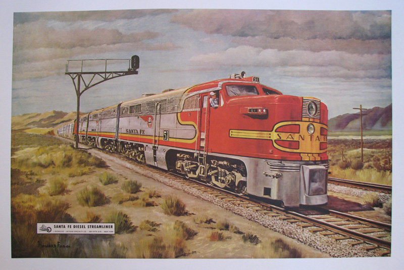 1948 Santa Fe Diesel Streamliner Vintage Railroad Train Poster ...